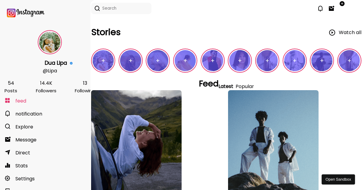 Instagram feed clone - Codesandbox
