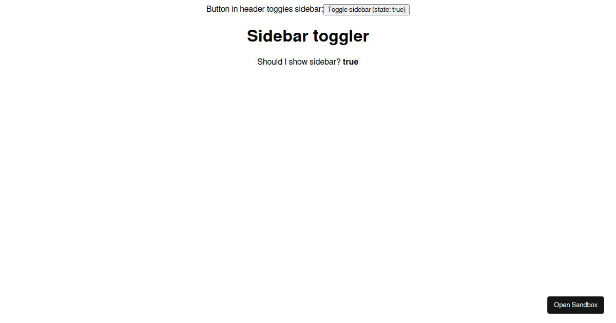 Toggle sidebar using React Hooks - Codesandbox