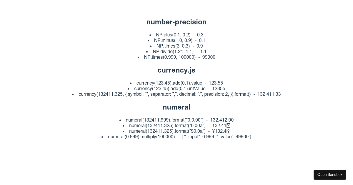 Number Format Codesandbox