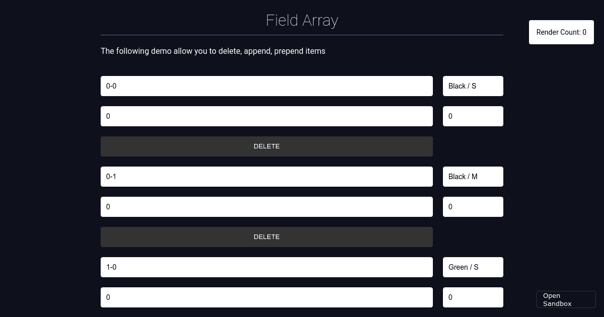 React Hook Form Usefieldarray Forked Codesandbox