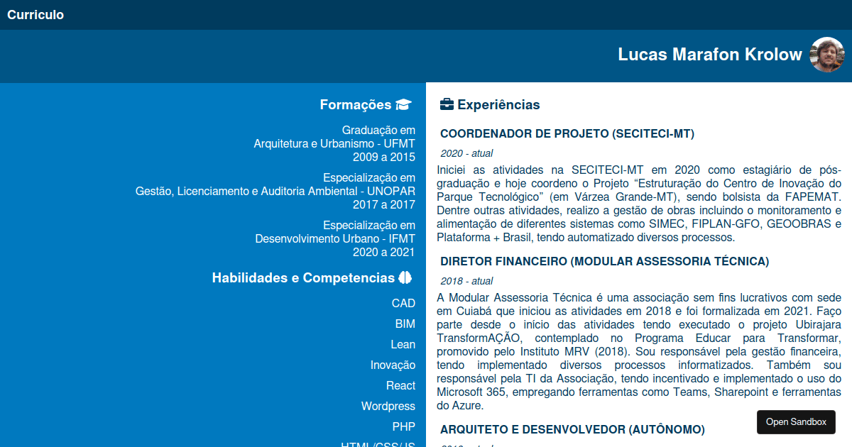 curriculo-em-react - Codesandbox