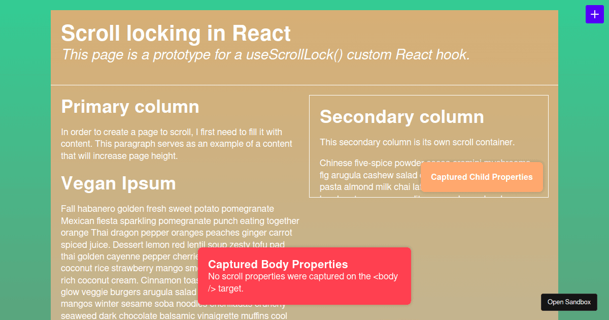 useScrollLock - Codesandbox