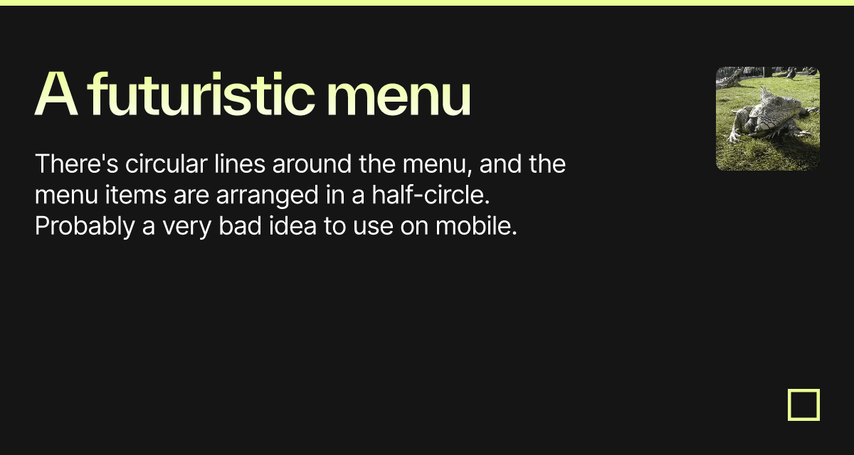 A futuristic menu - Codesandbox