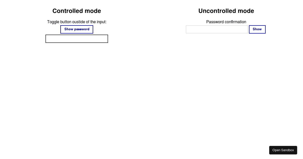 React Password Indicator showcase - Codesandbox