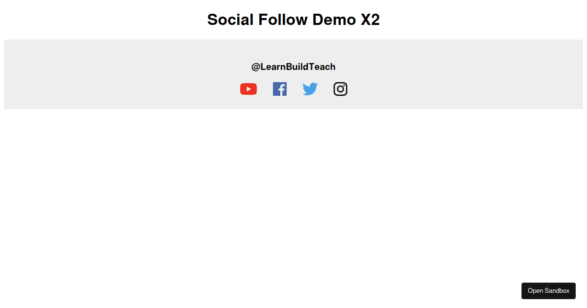 React Social Follow (forked) - Codesandbox