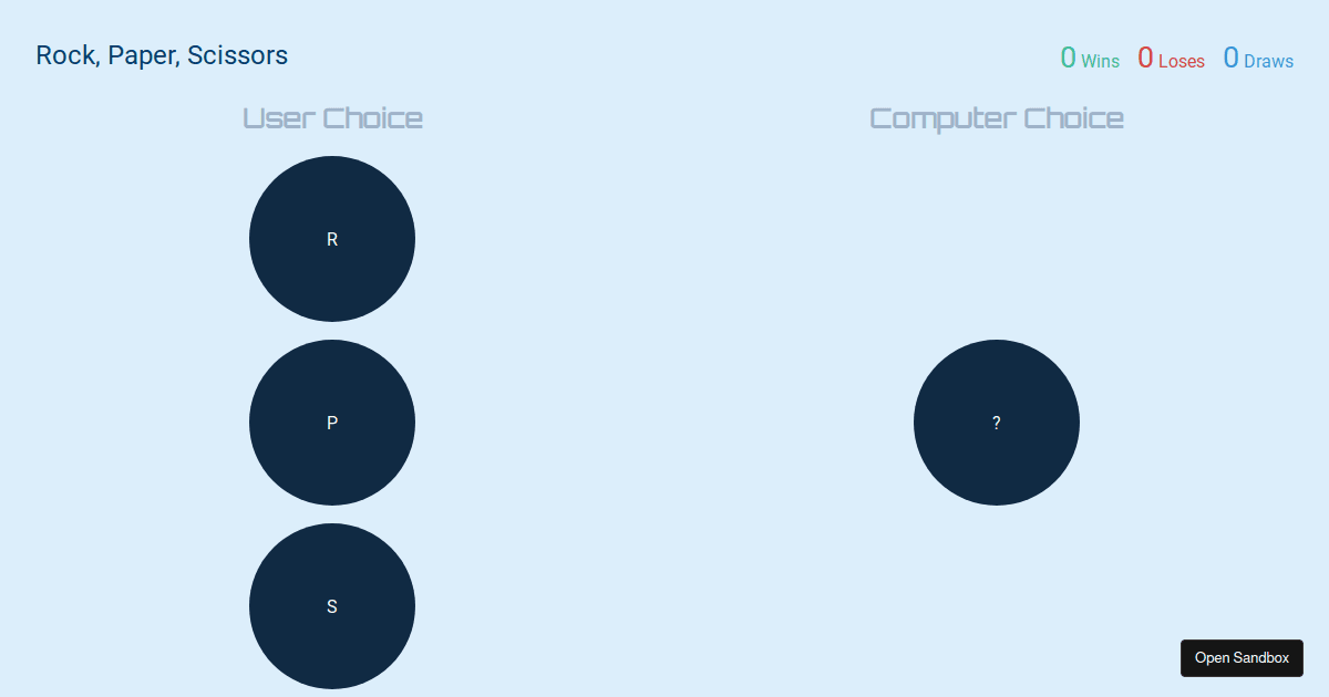 Paper Rock Scissor - Codesandbox