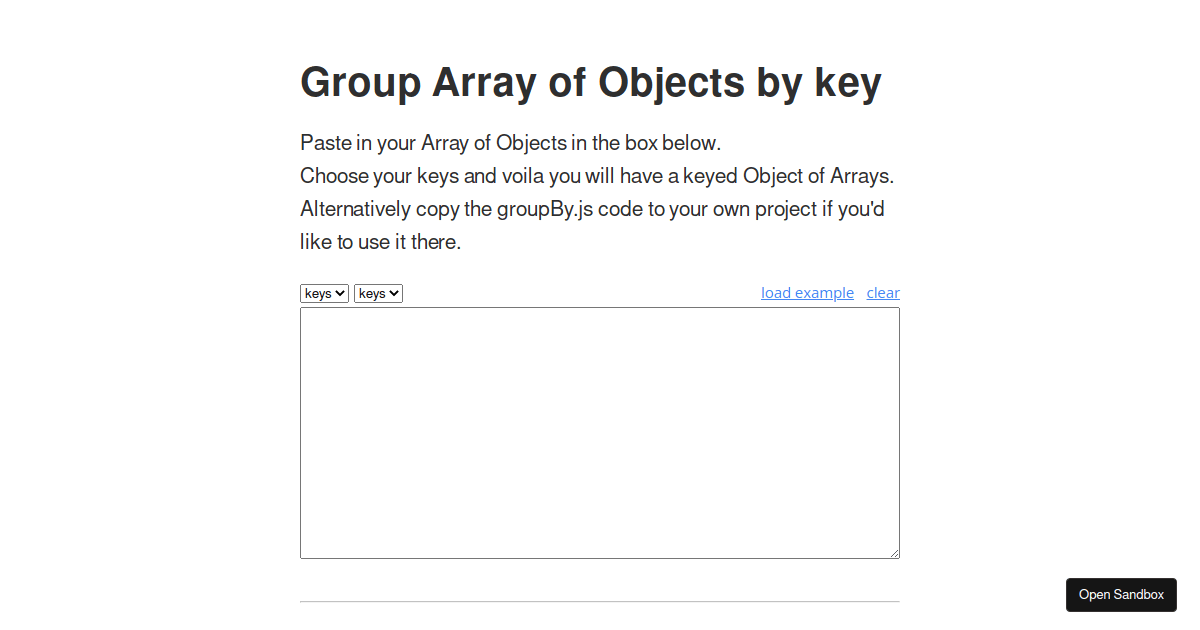 Group Array Of JavaScript Objects By Key Or Property Value Codesandbox