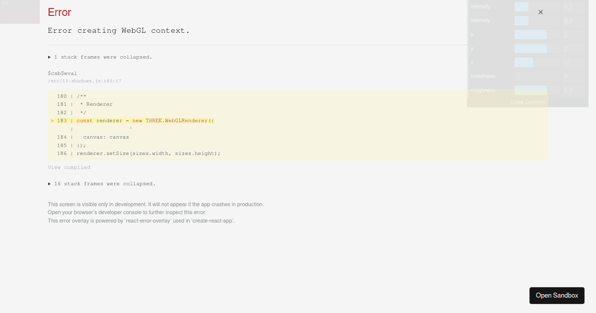 Three.js Journey (edit index.html) - Codesandbox