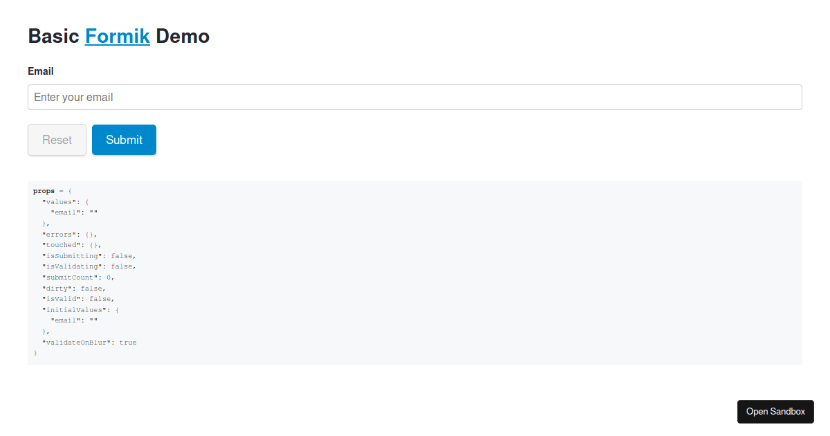 Formik Example - Codesandbox