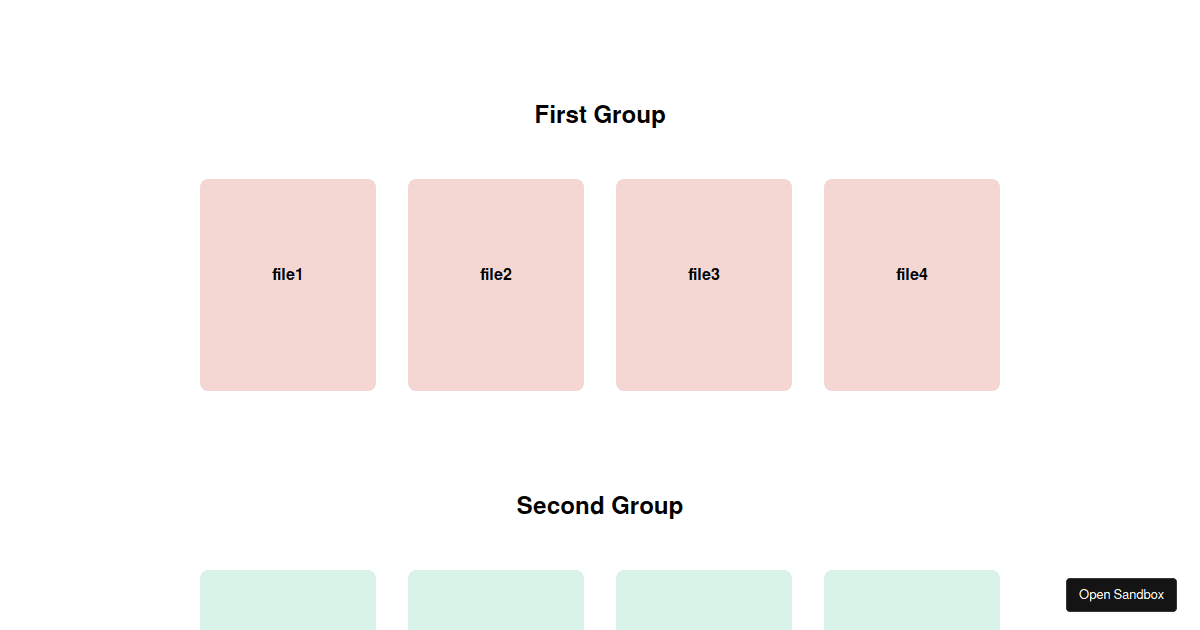 react-dnd, sortable grid, multiple groups - Codesandbox