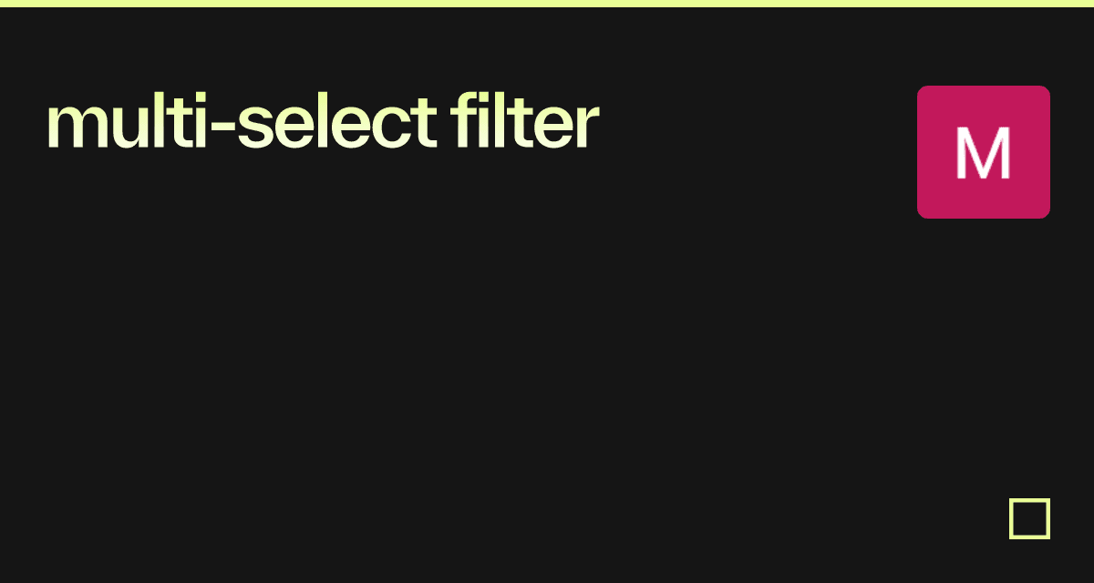 Multi Select Filter Codesandbox