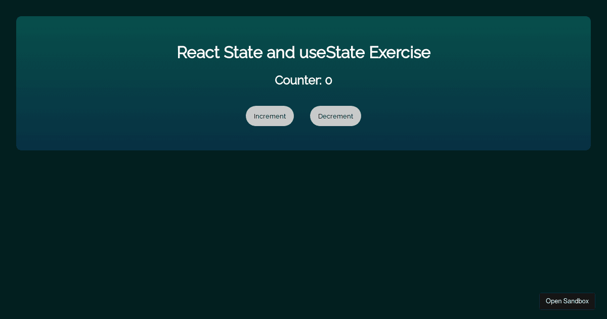 Ex. 6: State and useState in React (Solution) - Codesandbox