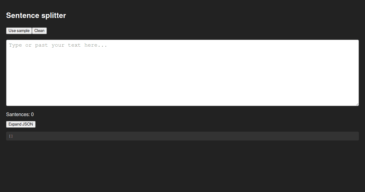 Sentence splitter - Codesandbox