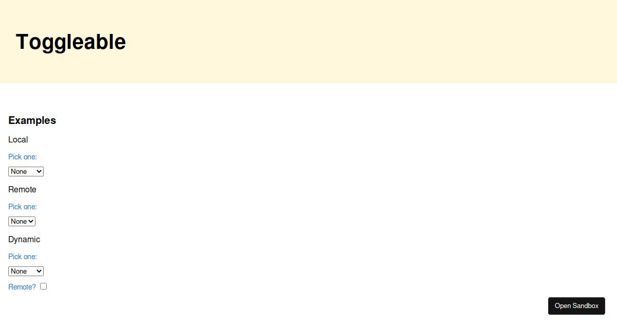 Lit Web Component Toggleable Codesandbox
