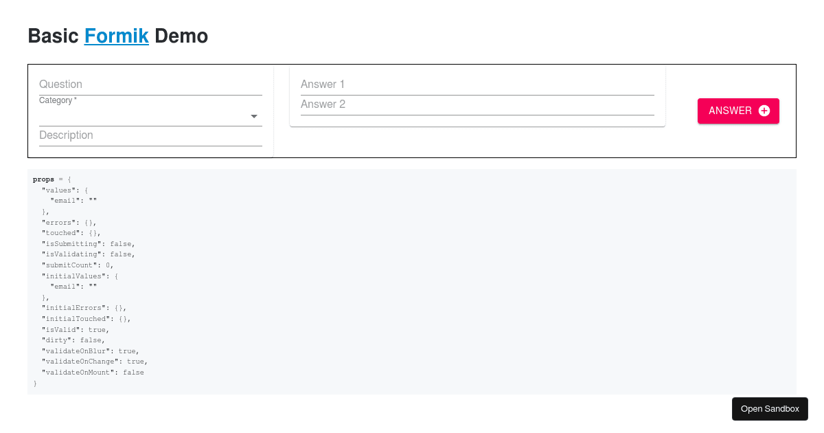 Formik Example - Codesandbox