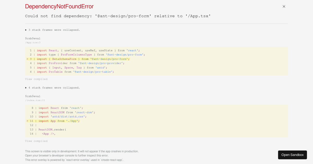 schema 表单 - Codesandbox