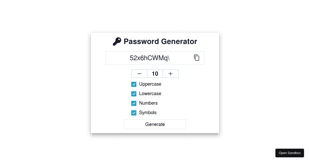 Simple Password Generator Codesandbox