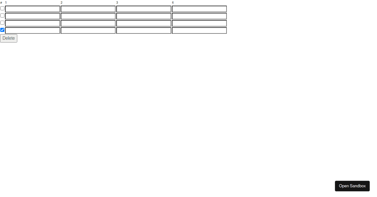 remove rows checkbox - Codesandbox