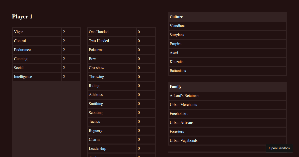 Mount & Blade II Bannerlord Character Creation Simulator - Codesandbox