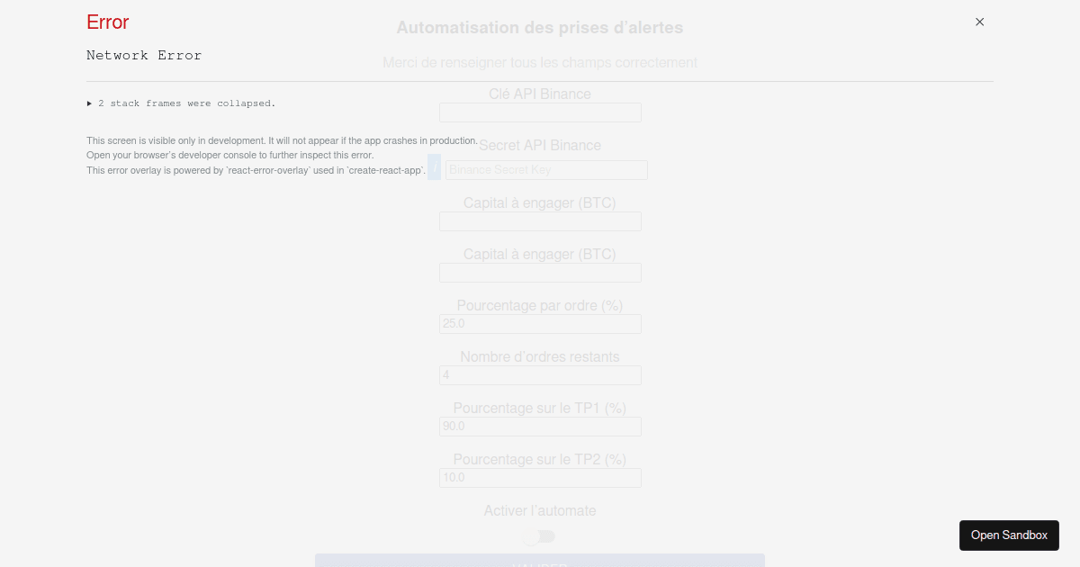 Dev Version Forked Codesandbox