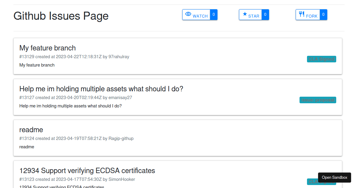 github-issues-page - Codesandbox