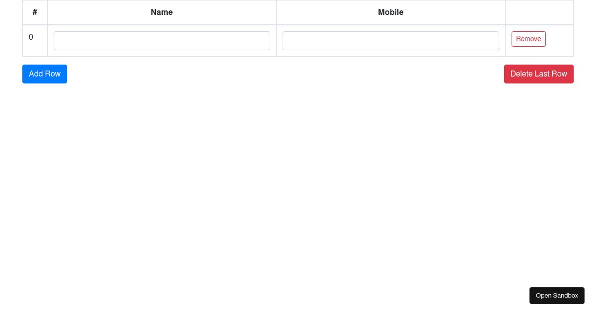 Dynamic Rows Forked Codesandbox