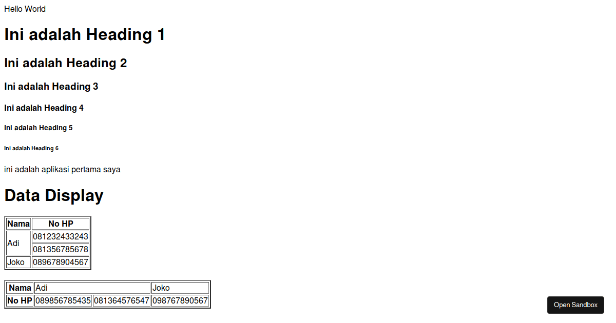 1. bikin tabel list - Codesandbox