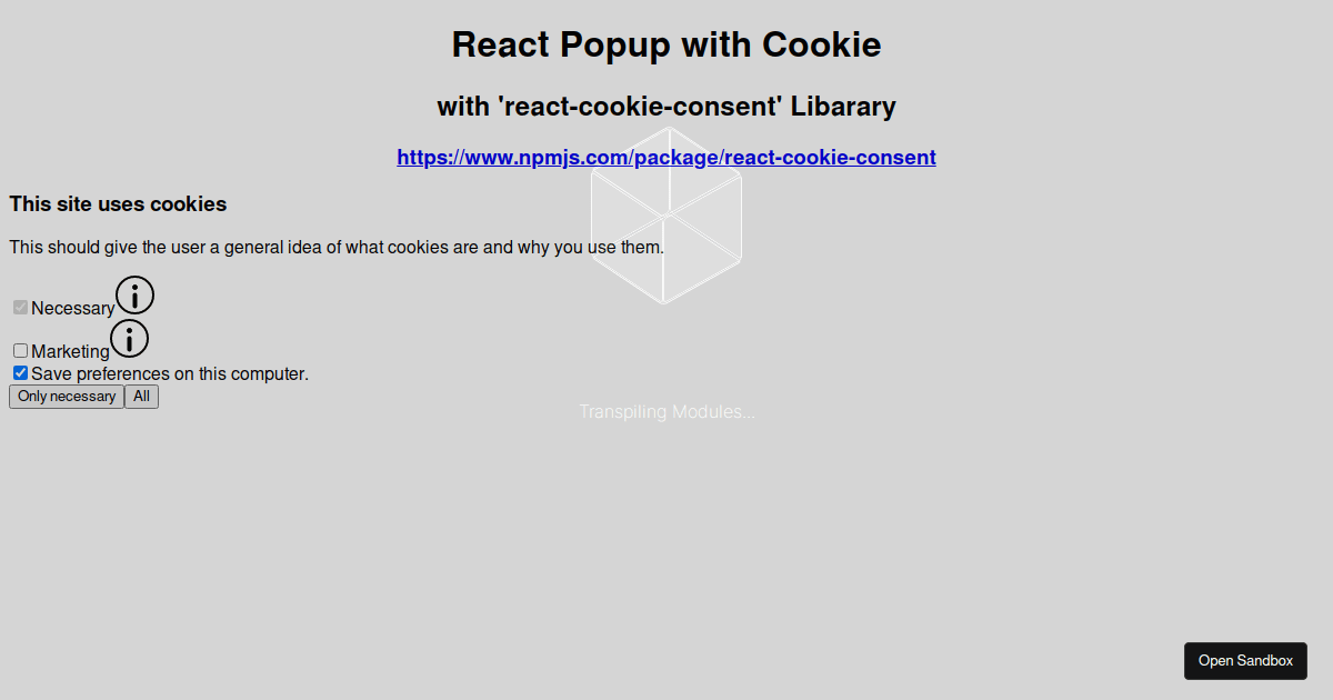 React Cookie Consent Forked Codesandbox