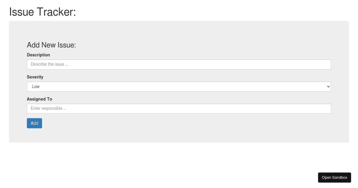 ProgrammingHero1/issue-tracker - Codesandbox