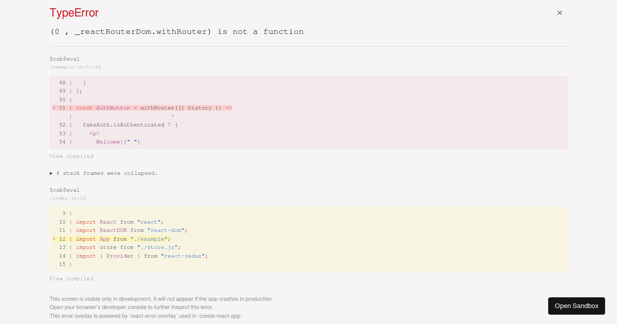 React Router - Redirects (Auth) - Codesandbox