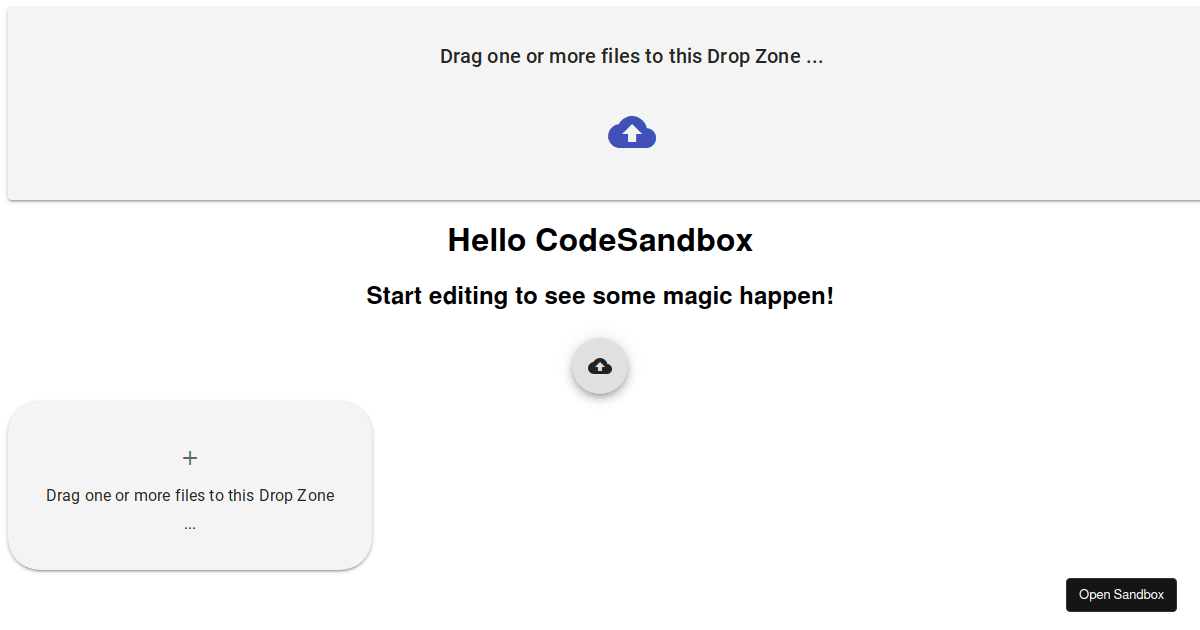 Material Ui Dropzone Pure Js Dropzone For Raactjs Forked Codesandbox