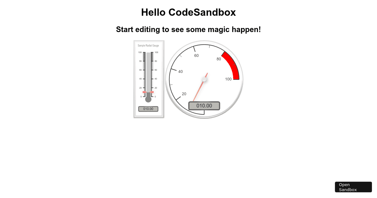 react-canvas-gauges (forked) - Codesandbox