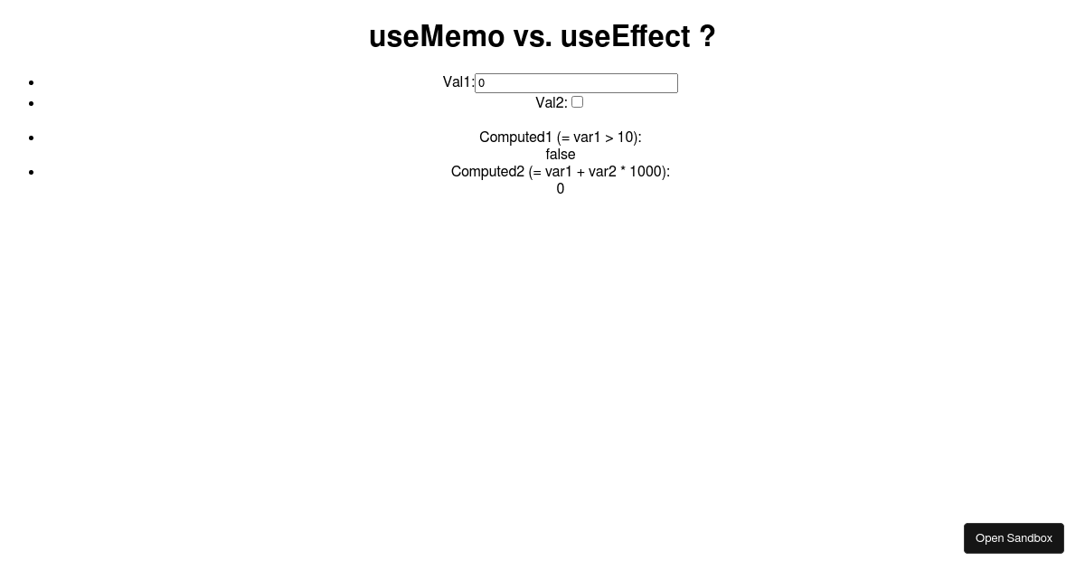 useMemo vs. set state in useEffect - Codesandbox