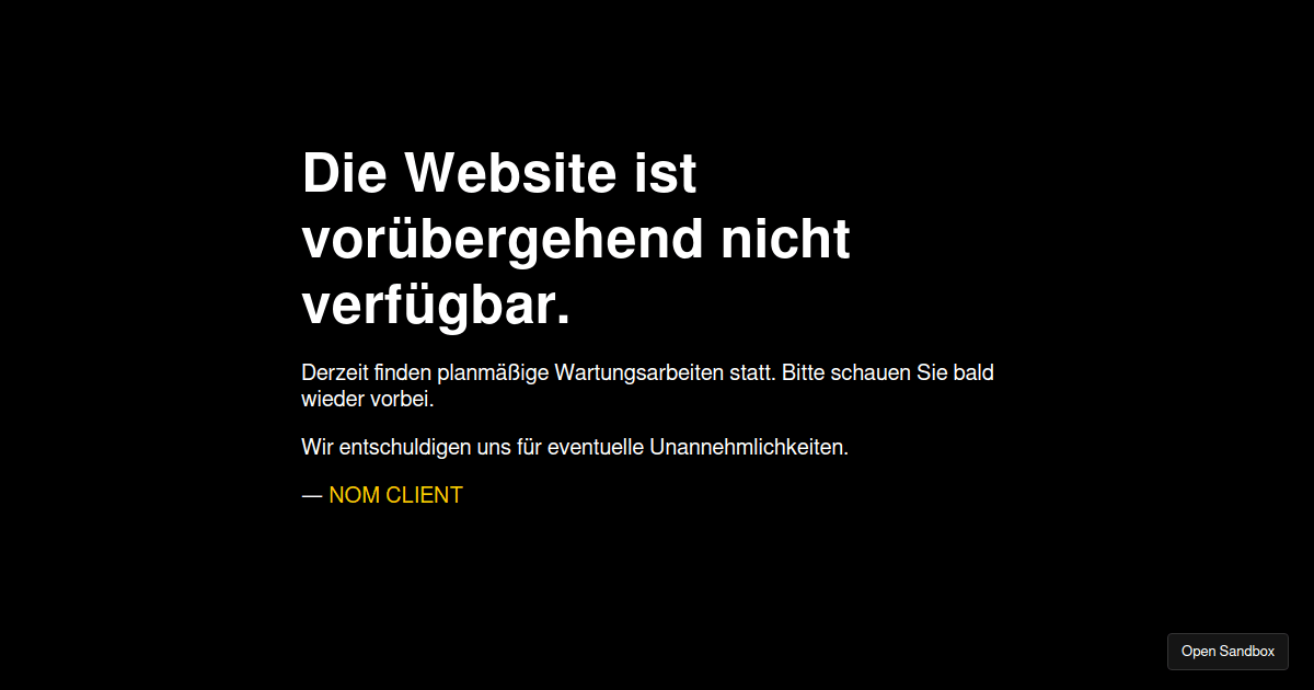 Template - Maintenance page - Codesandbox