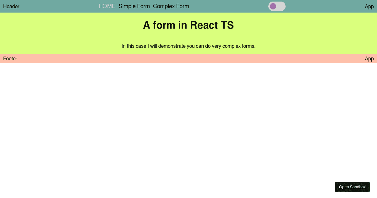 Formulaire en React - Codesandbox