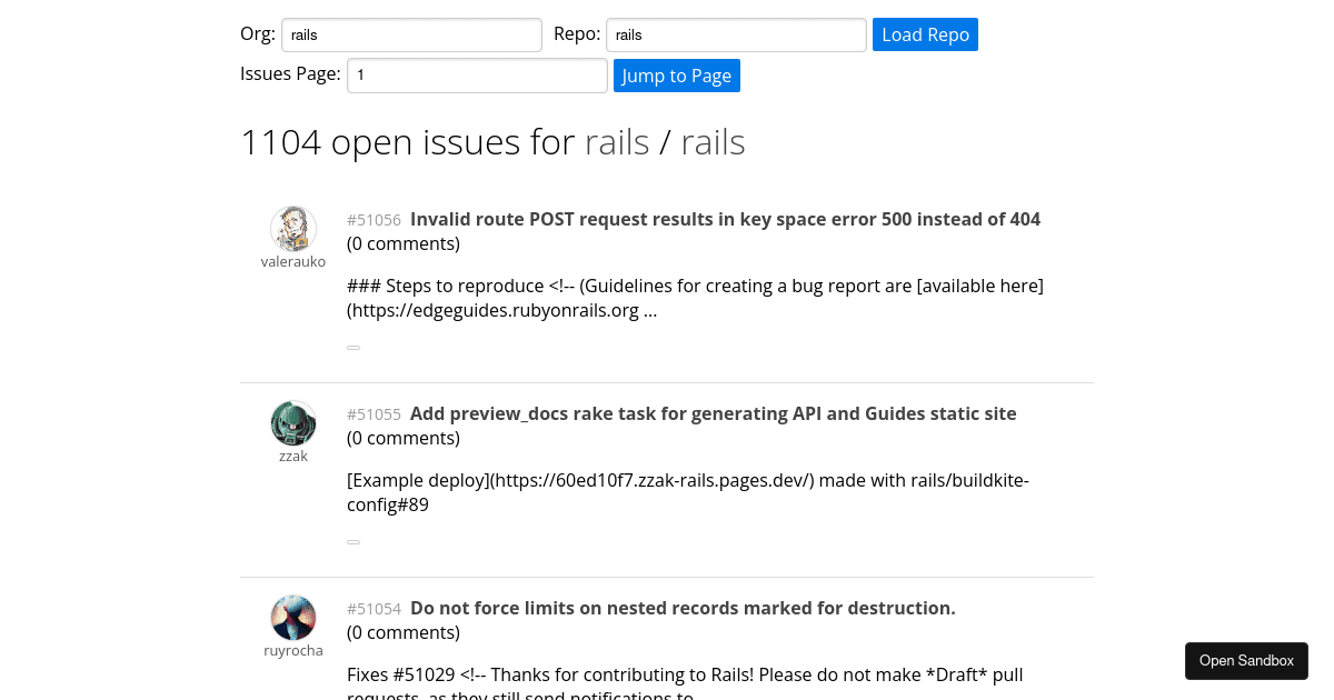 rsk-github-issues-example - Codesandbox
