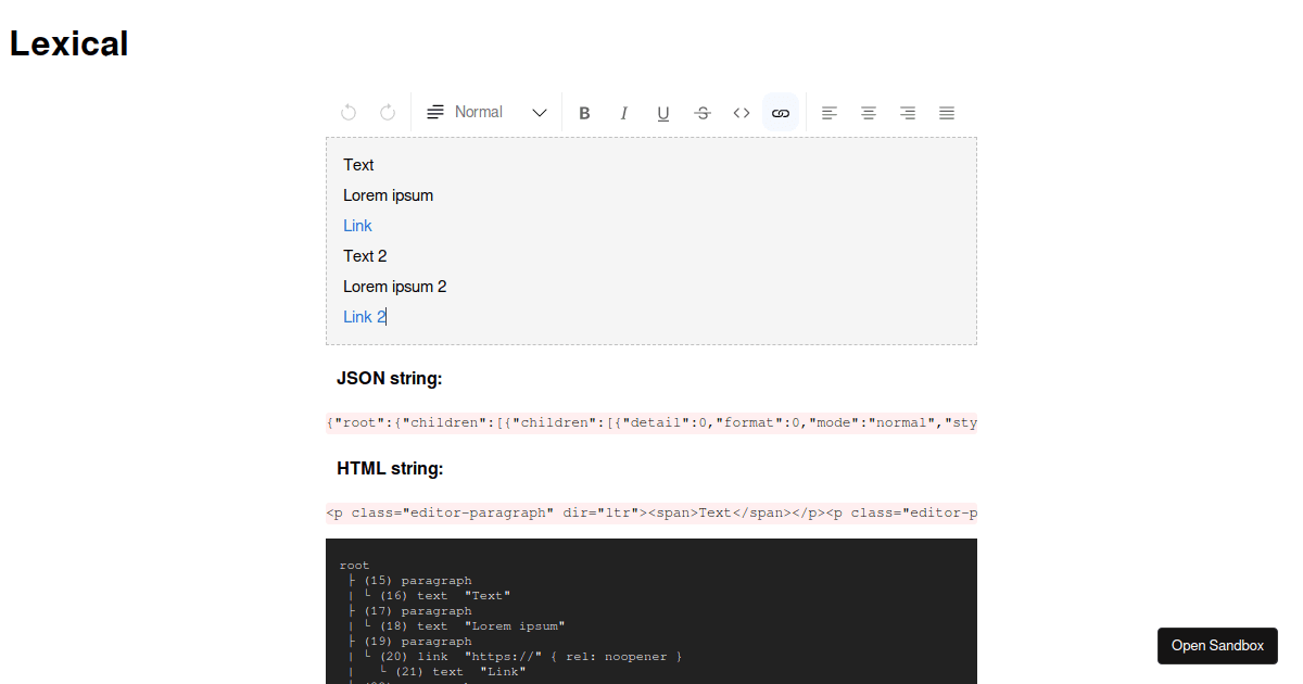 lexical - Codesandbox