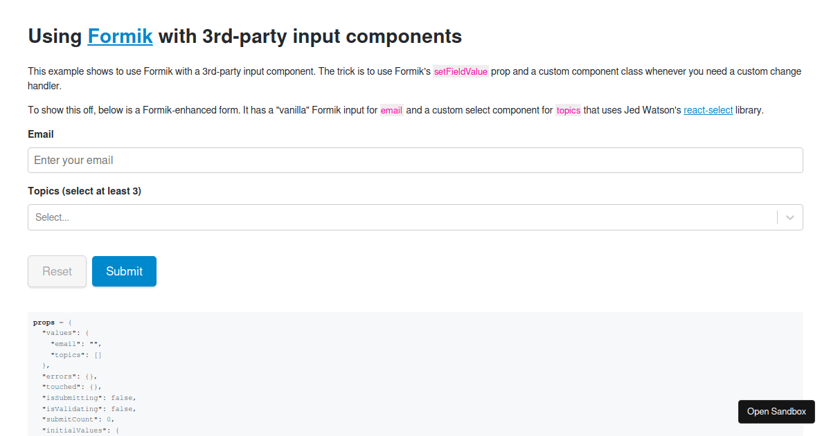 Formik 2 with React Select 2 and 3 - Example - Codesandbox