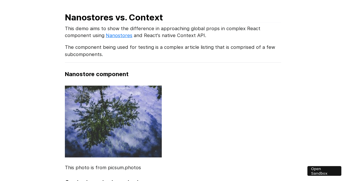 Nanostores vs. Context - Codesandbox