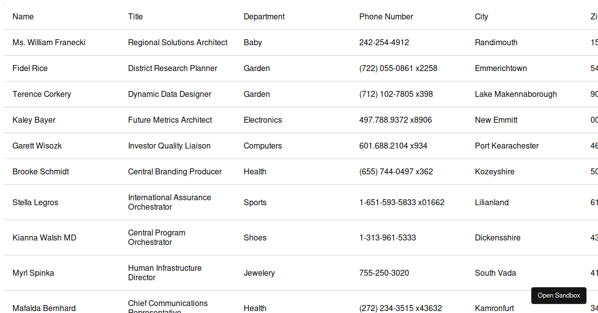 Sticky Column Grid Table Codesandbox
