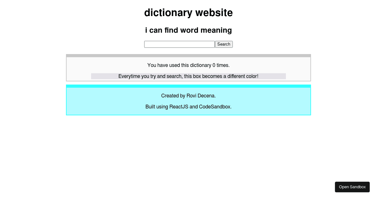Dictionary Page - Codesandbox