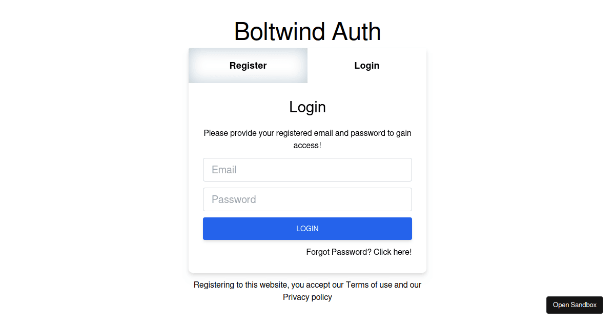 Auth page design + Route (forked) - Codesandbox