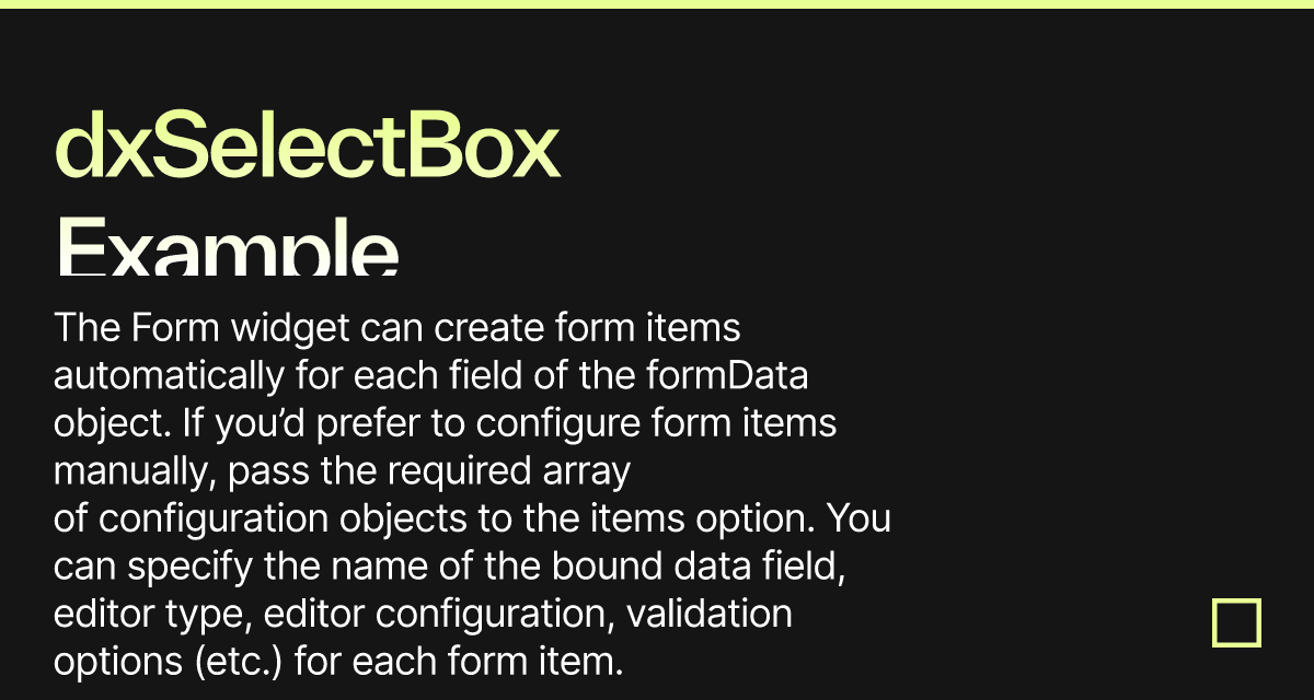 dxSelectBox Example - Codesandbox
