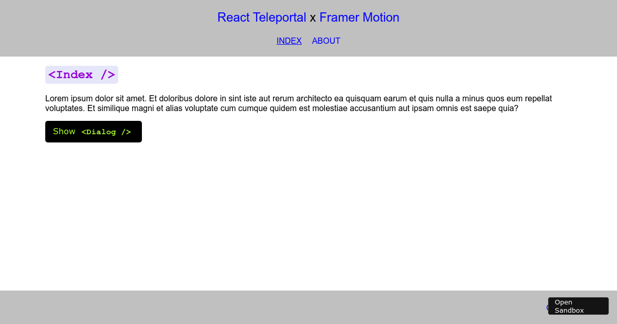 React Teleportal x Framer Motion - Codesandbox
