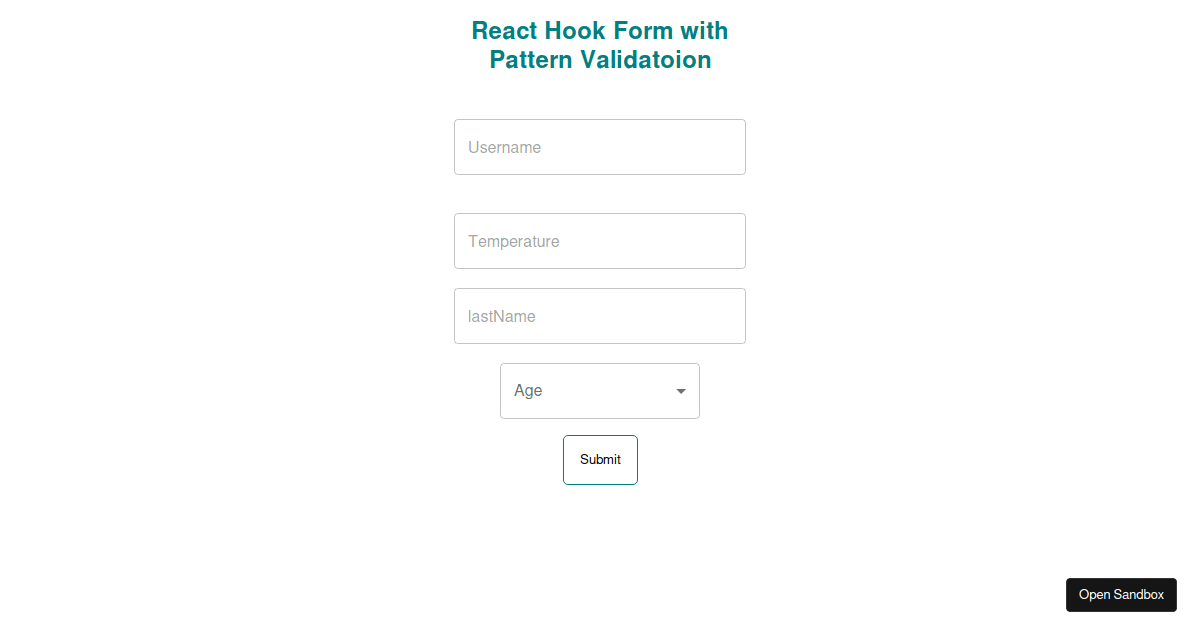 React Hook Form With Pattern Validation Codesandbox