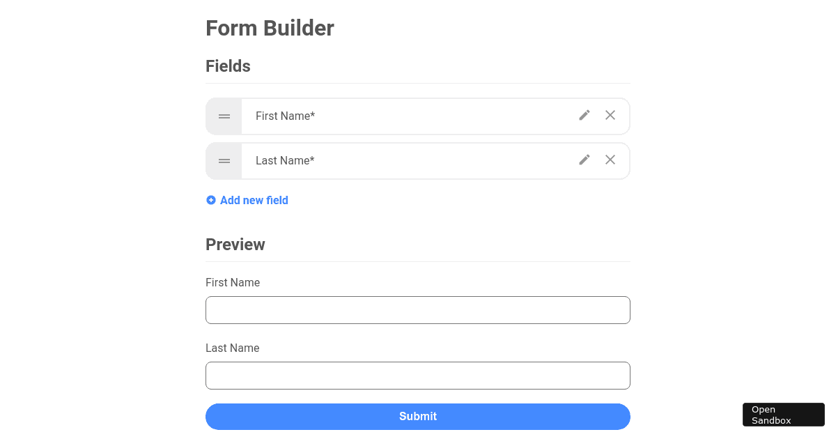form builder (forked) - Codesandbox