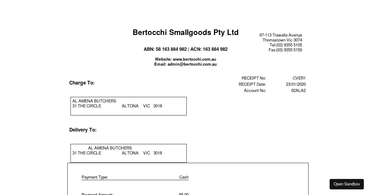 Bertocchi Invoice - Codesandbox
