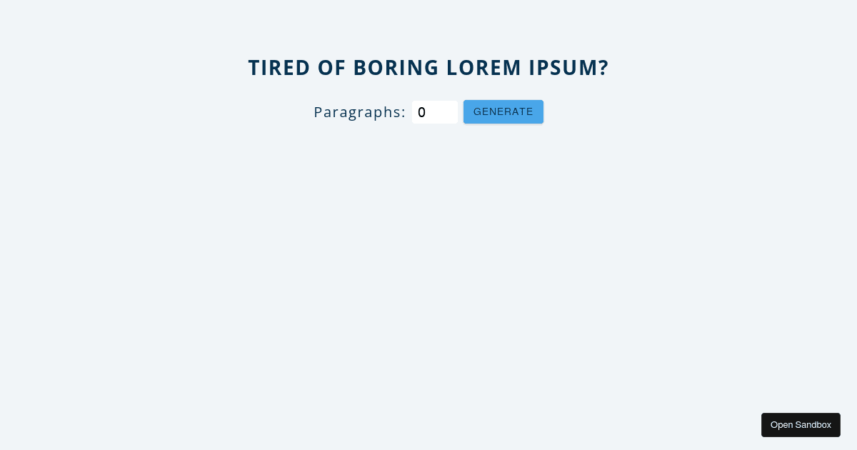 Hipster Ipsum generator - Codesandbox