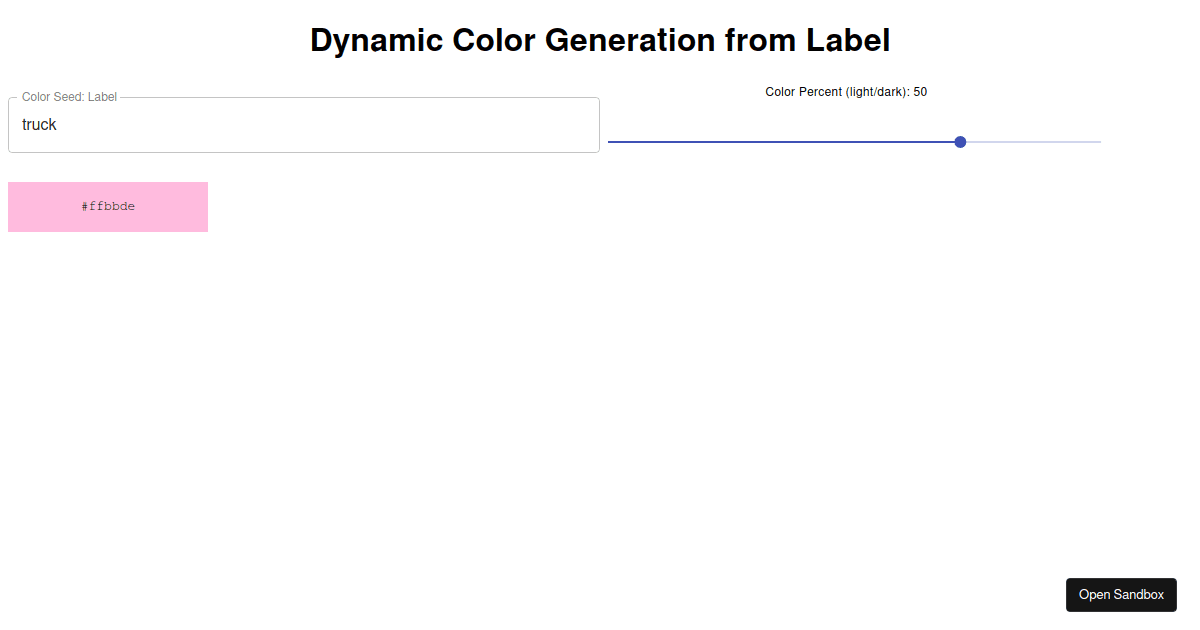 Dynamic Color Generation from Label - Codesandbox