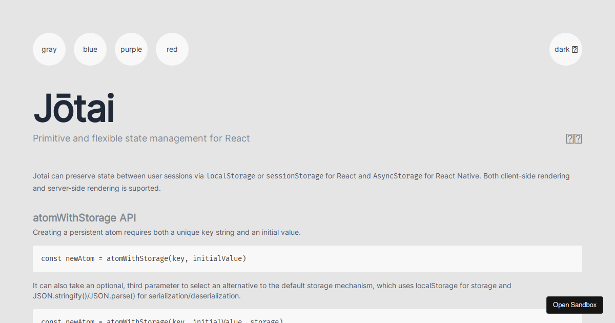 Jotai persistence - Codesandbox